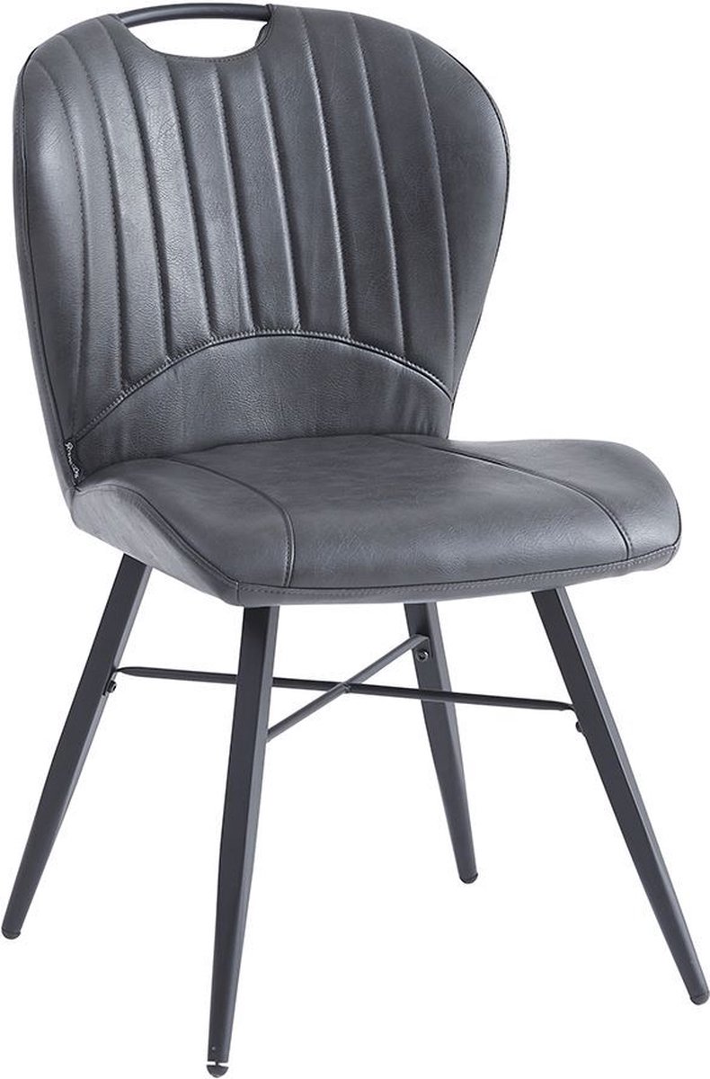 Set van 4 Eetkamer Stoelen - Stoel Roberto - Leer - Antraciet | bol.com