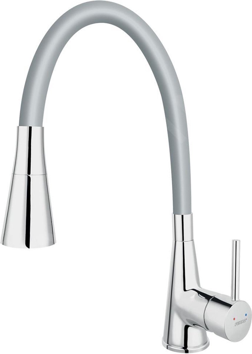 Keukenkraan met flexibele arm en sproeikop, grijs/chroom | bol.com