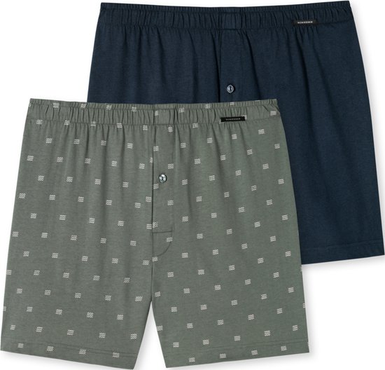 SCHIESSER Fun Prints boxer (2-pack) - heren boxershort jersey effen met ...