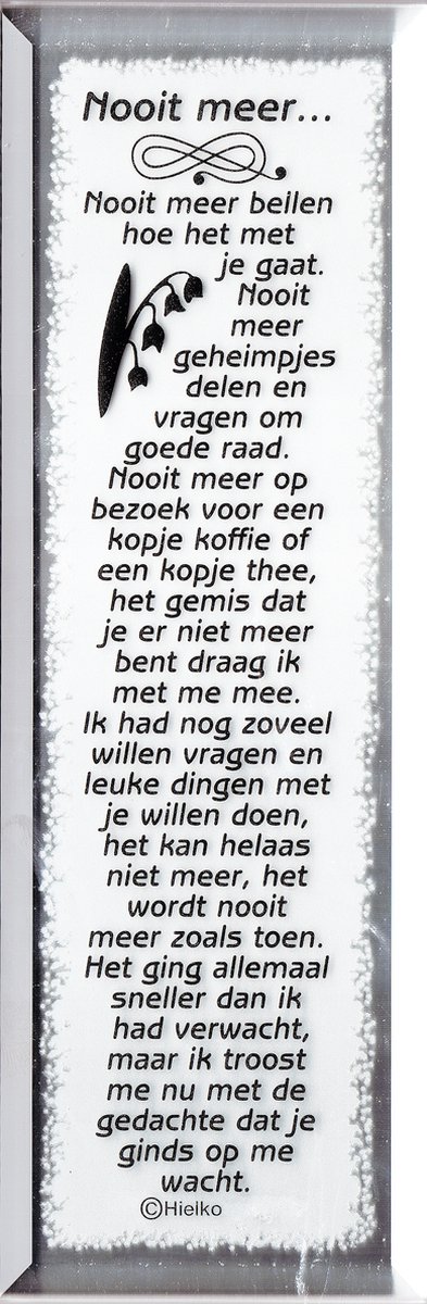 Spiegel met gedicht Nooit meer..- emotie - Gedicht op spiegel - wat ik ...