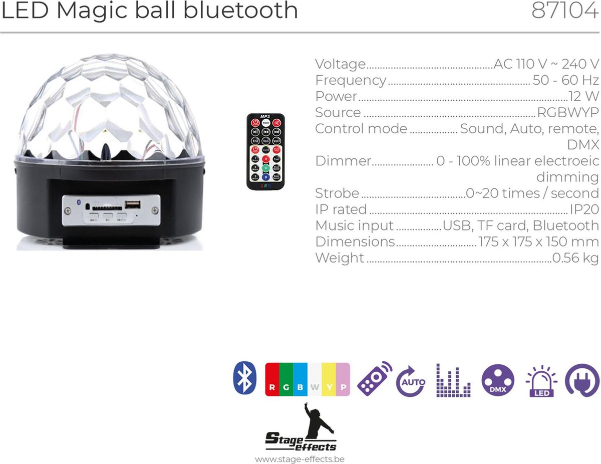 LED MAGIC BALL BLUETOOTH disco lamp | bol.com
