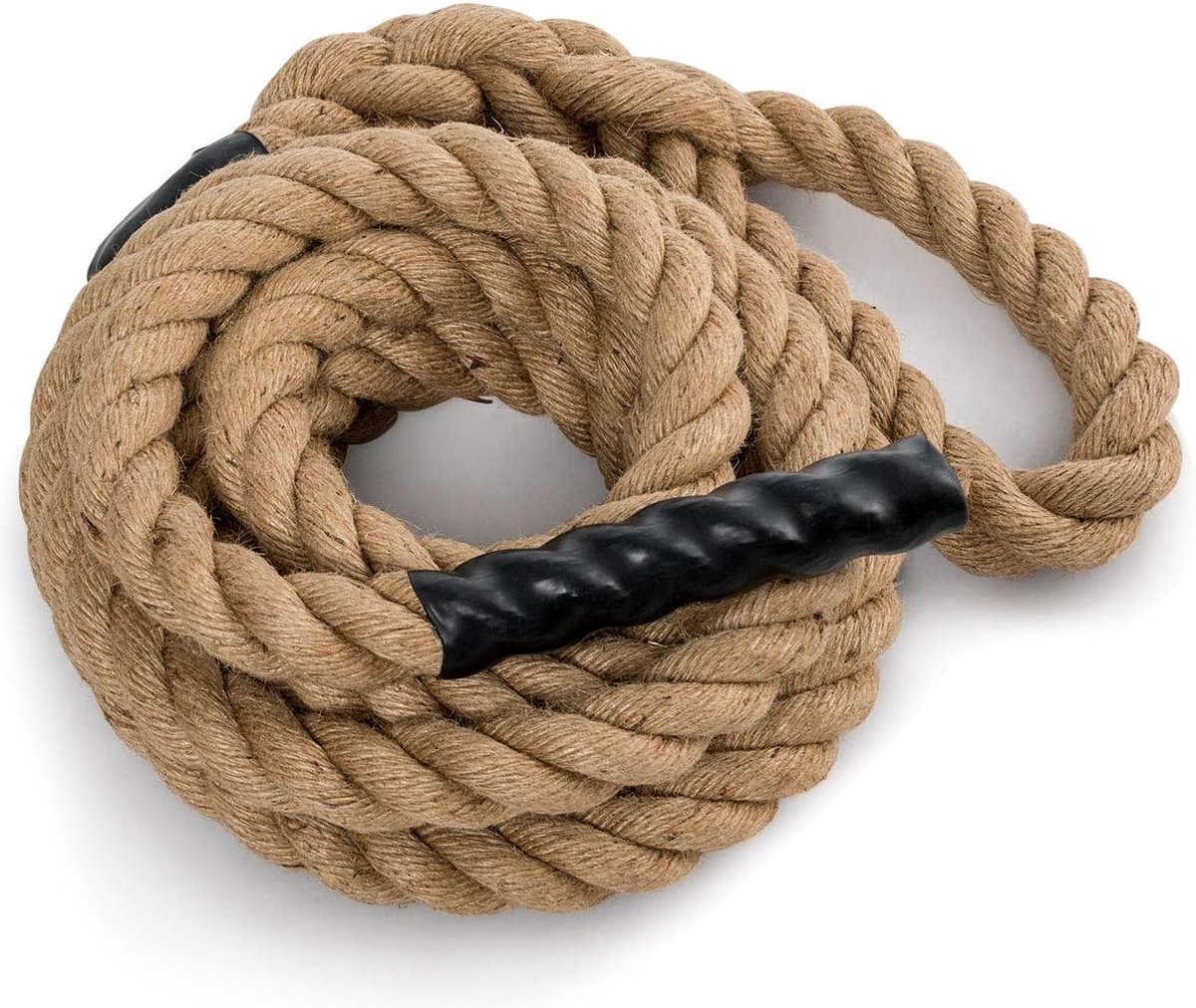 Gym klimtouw, oefentouw met rubberen handgrepen, sporttouw van jute ...