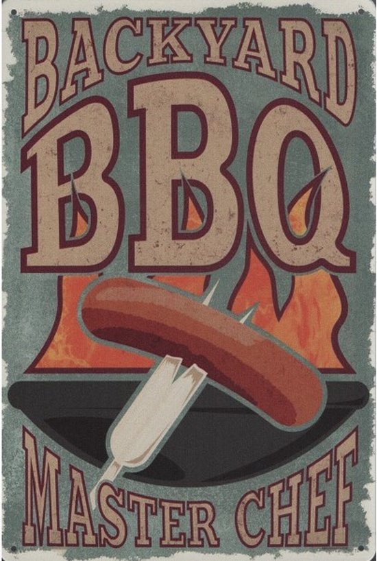 Wandbord Man Cave Tuin - Backyard BBQ Master Chef Barbecue | bol