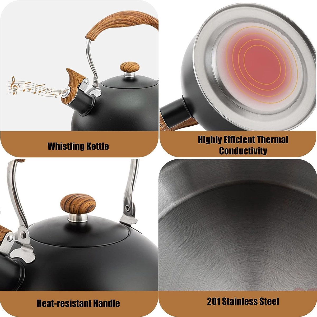 Roestvrij stalen fluitketel, waterketel, theeketel, 2.5 liter, moderne ...