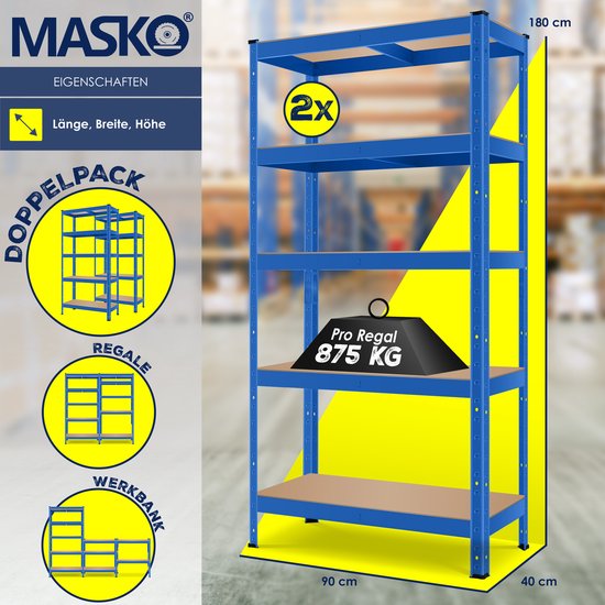 MASKO® Opbergrek / Stellingkasten / Magazijnstelling set van 2 ...