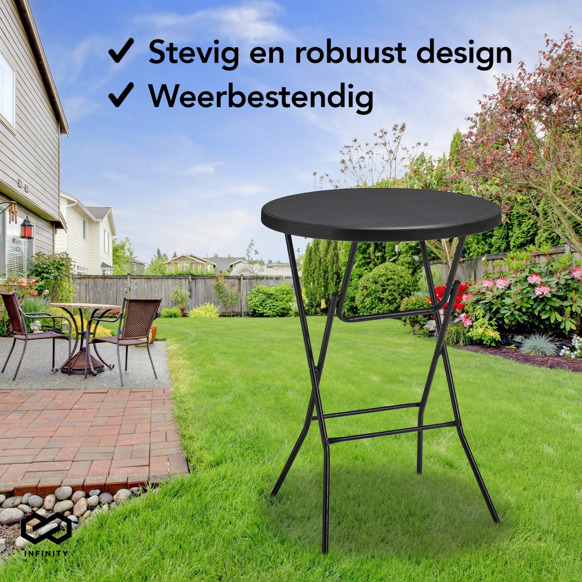 Infinity Goods Stevige Zwarte Statafel - Partytafel - Robuust en Weersbestendig -... | bol.com