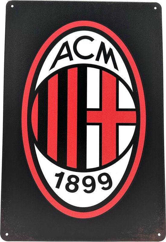 Mancave Decoratie | Wanddecoratie Metaalbord - AC Milan - 1899 ...