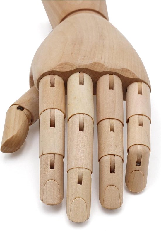 Schakelhand, 30 cm links, beweegbare modelhand, houten hand | bol