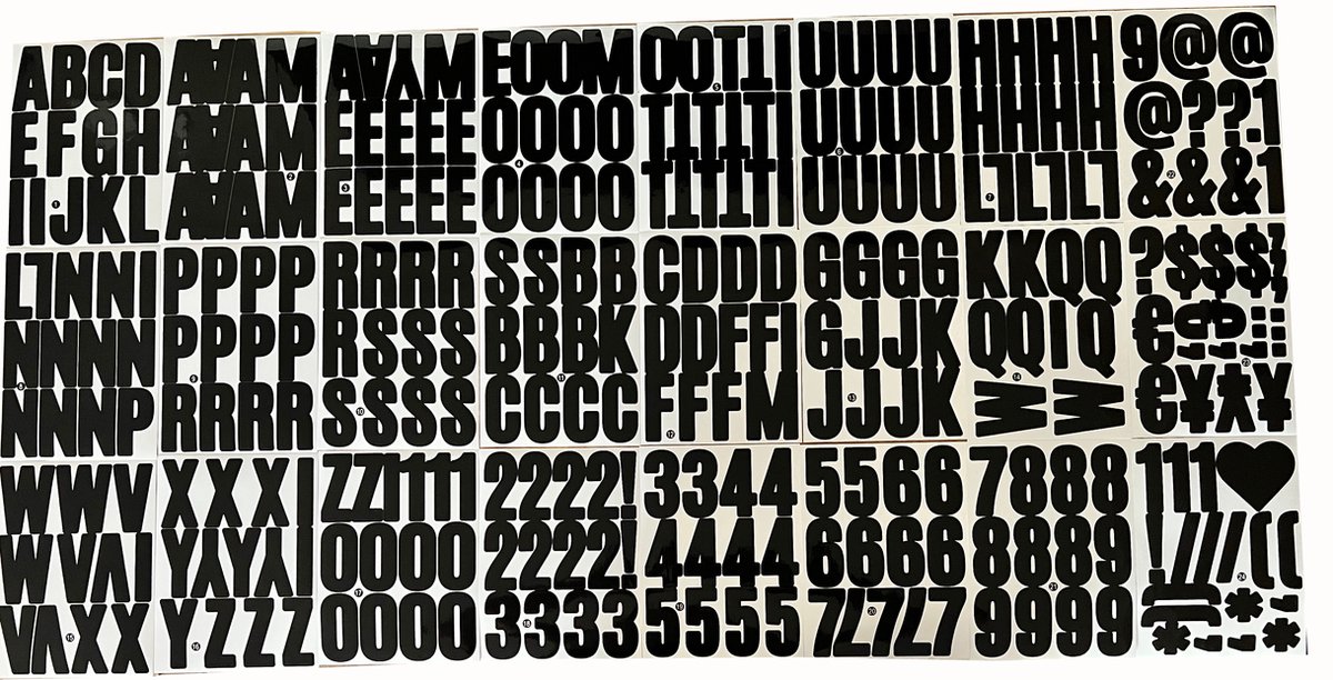 Afecto- set zwarte plakletters - 318 stuks letters, nummers, symbolen ...