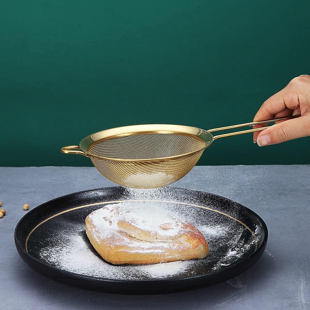 Gouden Zeef Met Fijne Mesh, 3-Delige Set, Gouden Flour Zeef Om Te ...