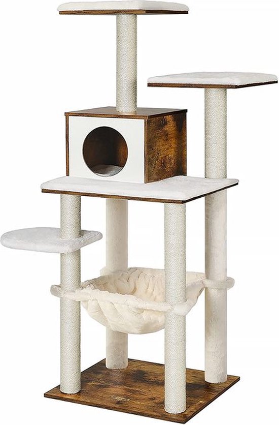 MIDA® Krabpaal met Huisje 138 cm - Krabpaal Voor Katten - Met Hangmatje ...