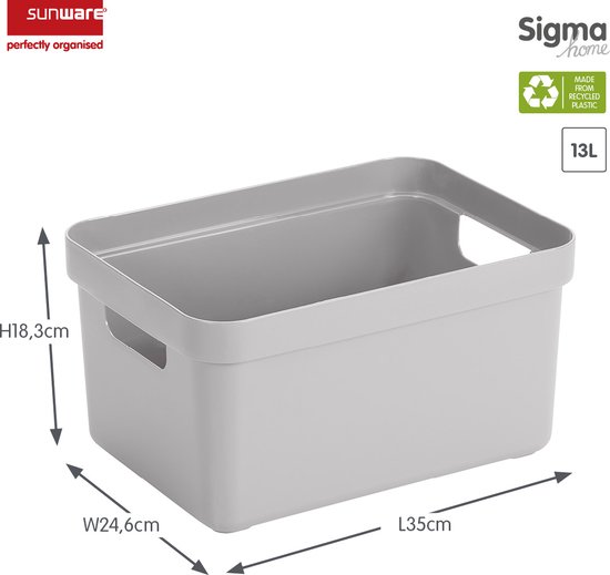 Sunware - Sunware Sigma home opbergbox 13L set van 6 - grijs | bol