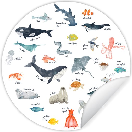 WallCircle - Muurstickers - Behangcirkel - Zeedieren - Kinderen - Dieren - Vissen -... | bol