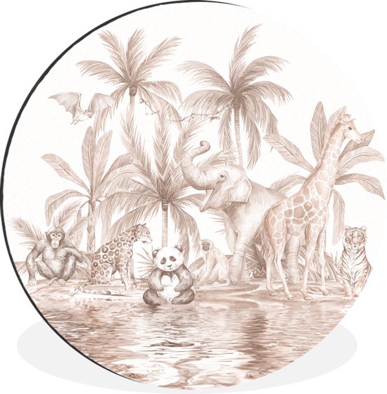 WallCircle - Wandcirkel - Muurcirkel - Vintage - Wilde dieren - Kinderen - Jungle -... | bol