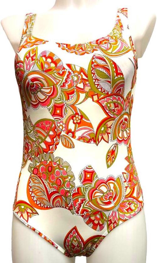 Badpak- Zwempak- Fashion Dames Badmode 771- Wit met kleurverloop- Maat ...