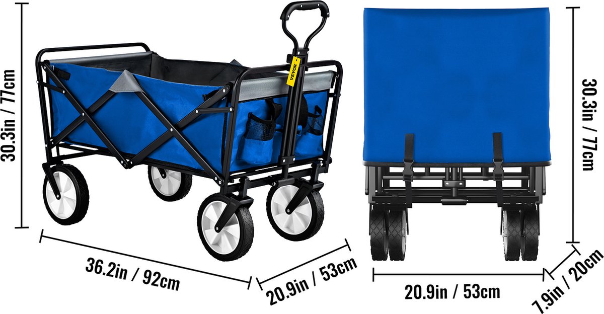 Bolderkar Opvouwbaar - All-Terrain Banden - Multifunctioneel - Zwart ...