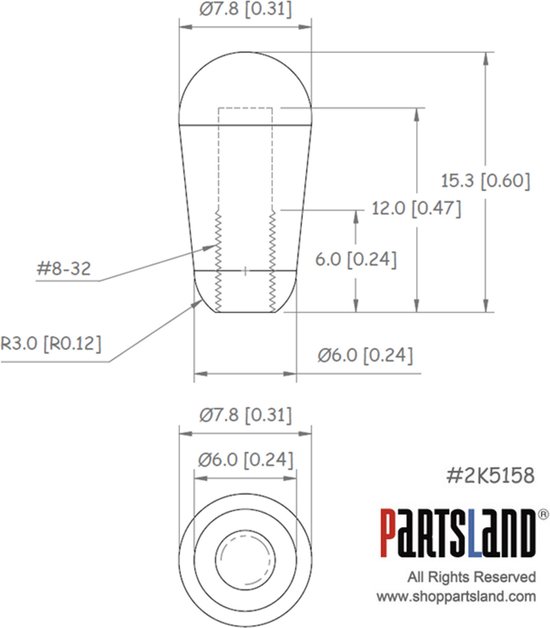 WSC Partsland Toggle Switch Knob US Ivory - Gitaaronderdeel | bol.com