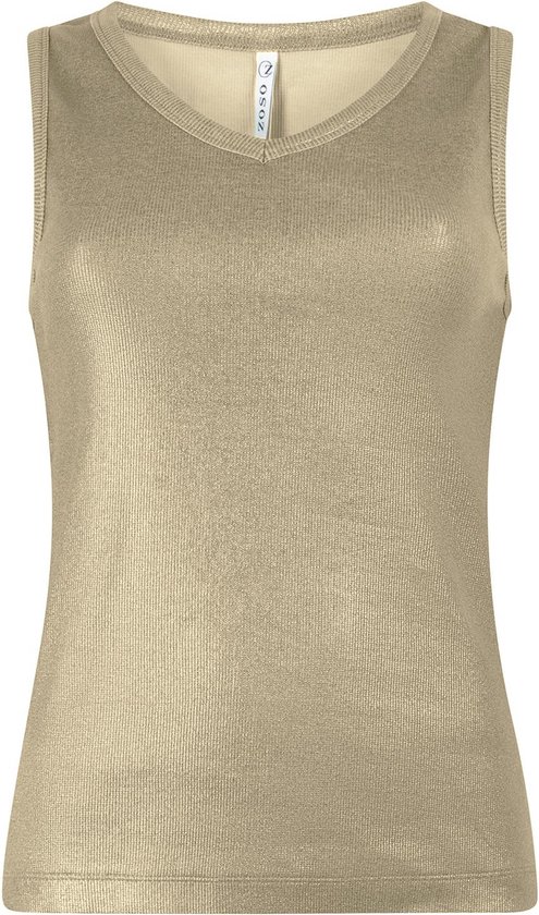 Zoso Top Megan Shiny Rib Top 232 0132 Oatmeal Dames Maat - XL | bol.com