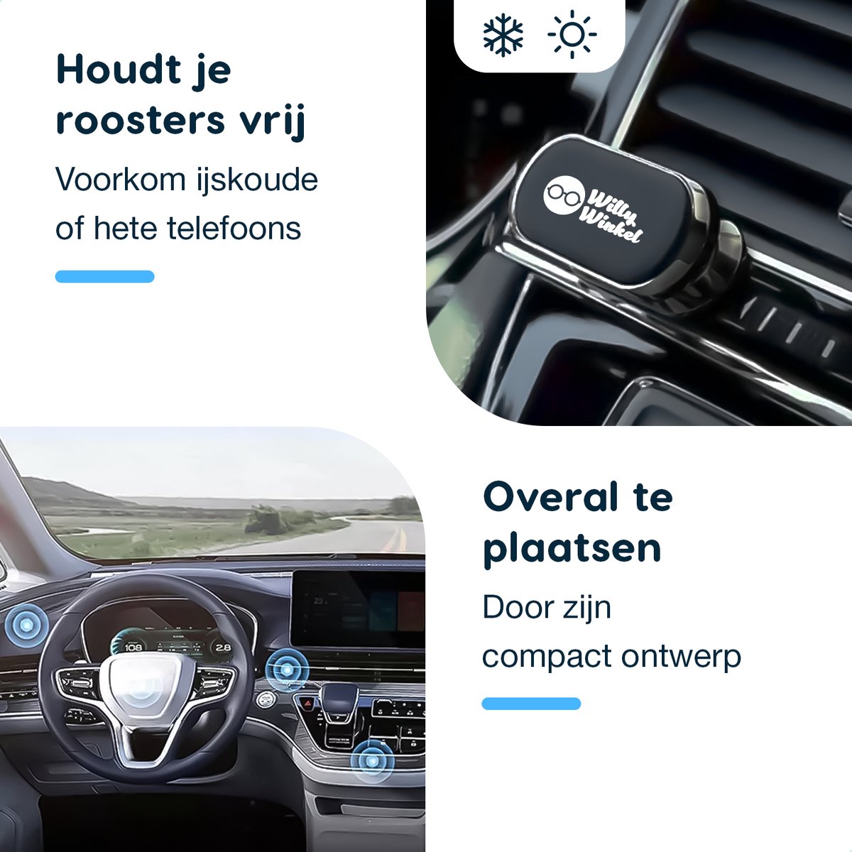 WillyWinkel® -Magneet Telefoonhouder- Auto - Zwart-Telefoon-Magneten ...