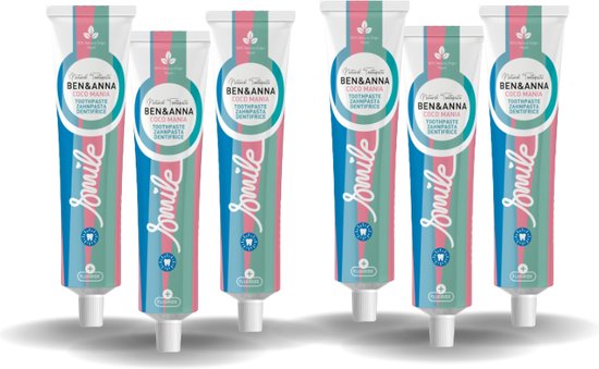 BEN&ANNA - Toothpaste Smile with Fluoride Coco Mania - 75ml - 6 Pak ...