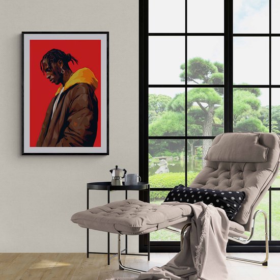Muziek Poster - Travis Scott Rapper - Rap Poster - Rood - Abstract ...