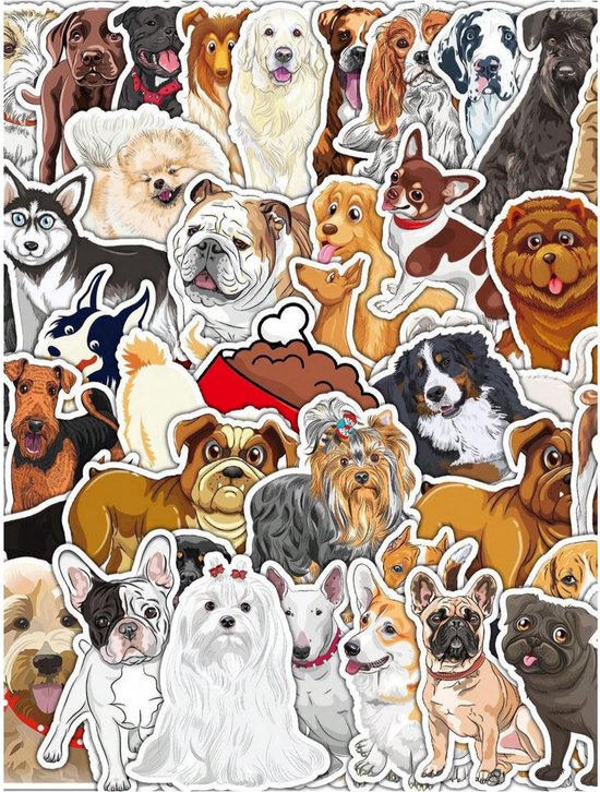 50 stuks stickers honden 6x6 cm | bol