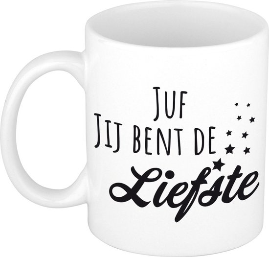 Juf jij bent de liefste mok / beker wit - verjaardag / bedankt cadeau juffrouw - juffendag | bol
