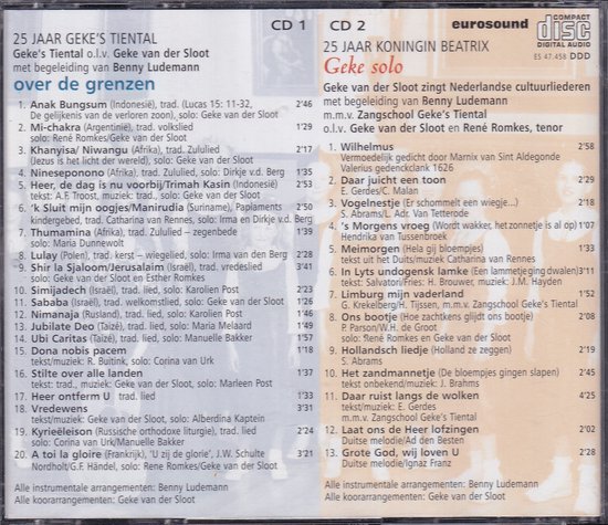 Over de grenzen, Geke Solo - 25 jaar Geke's tiental o.l.v. Geke van der ...