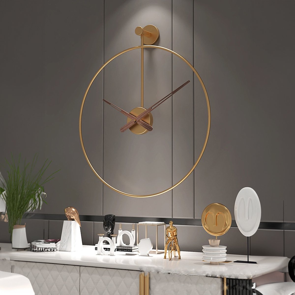 Moderne Gouden Wandklok ⌀50cm - Wandklokken - Klokken - Stil Uurwerk ...