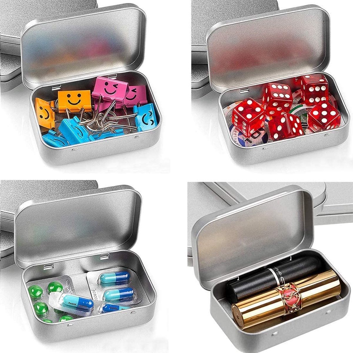 6 stuks roestvrijstalen blikjes, kleine blikjes, metalen dozen ...