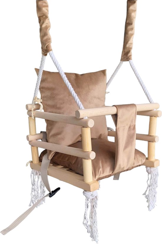 Luxe houten 3 in 1 beige/bruine meegroei baby schommel en Kinder ...