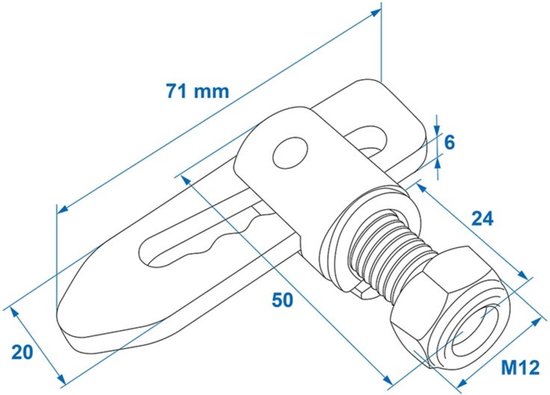 ProPlus Valsluiting - Tuimelsluiting - Lasbaar - Schroefbaar M12 - 71 x ...