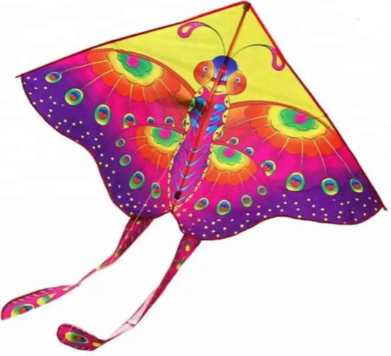 Vlieger L - Stuntvlieger - 110 x 205cm - Vlinder vlieger - butter fly ...