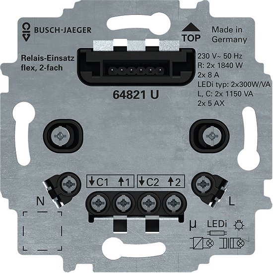 ABB Busch-Jaeger flex relaissokkel 2-voudig 3-draads (nuldraad vereist ...