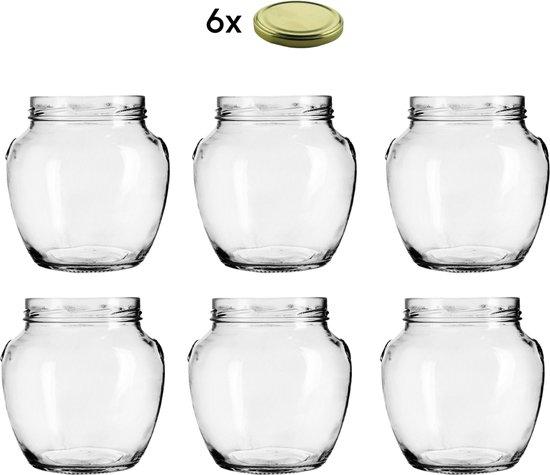 6x Sierlieke weckpotten glas 1 liter met sluiting - 1000ml/ weckpotjes ...