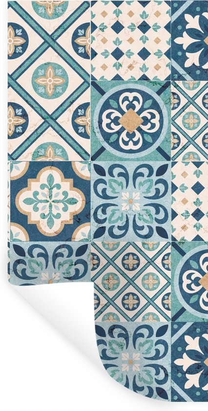 Muurstickers - Sticker Folie - Bloemen - Blauw - Design - Tegel ...