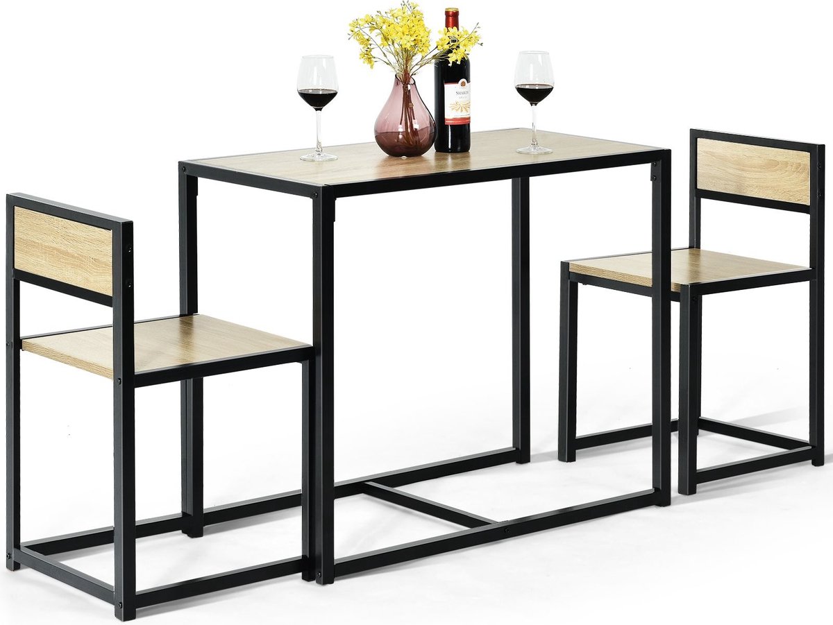 Costway 3-Delige Eettafel Set Bar Tafel Set Keuken Tafel Eettafel + 2 ...