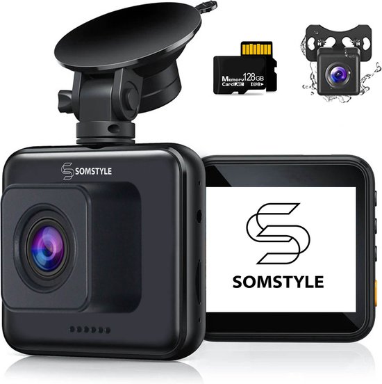 Somstyle Dual Dashcam Auto - Full HD Auto Camera Met 128GB SD-kaart ...