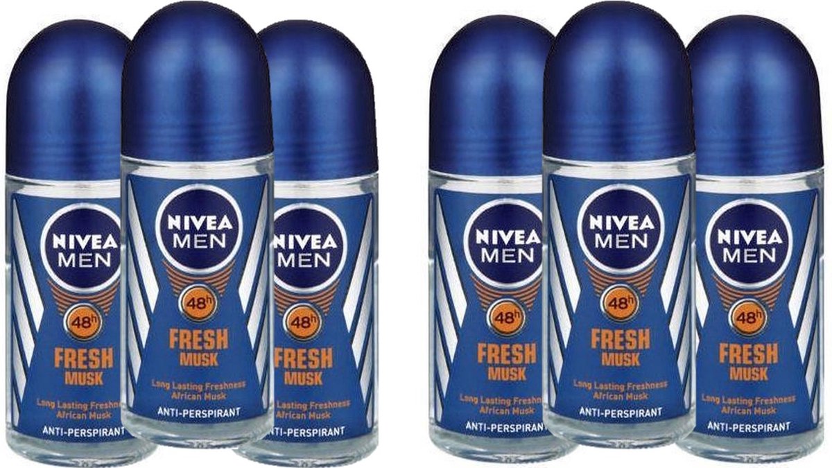 Nivea Deo Roller Men Fresh Musk - Voordeelverpakking 6 Stuks | bol