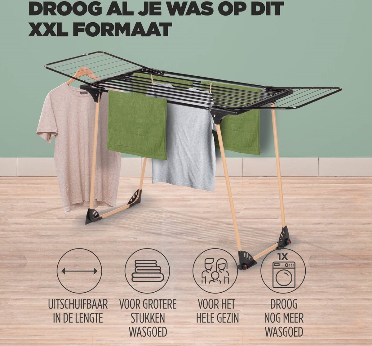 Vitapur XXL Droogrek - Wasrek inklapbaar - Kledingrek - Uitschuifbaar ...