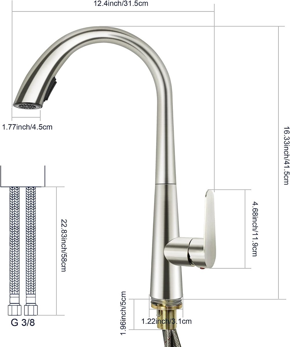 keuken, keukenkraan, mengkraan, hoge druk, uittrekbaar, 360° draaibaar,... | bol