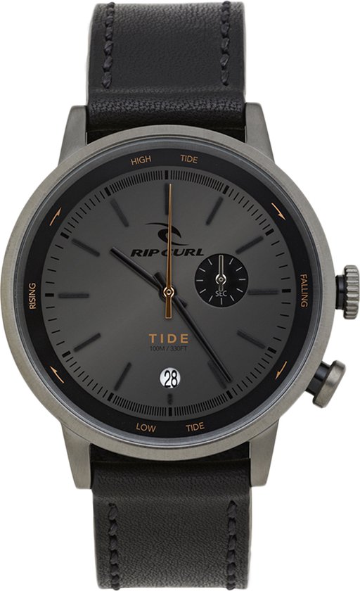 Rip Curl Drake Getijde Wijzerplaat Leren Horloge - Zwart | bol
