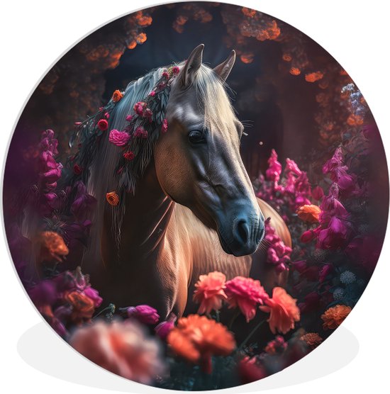 WallCircle - Cercle mural cheval - Fleurs - Rose - Nature - Décoration ...