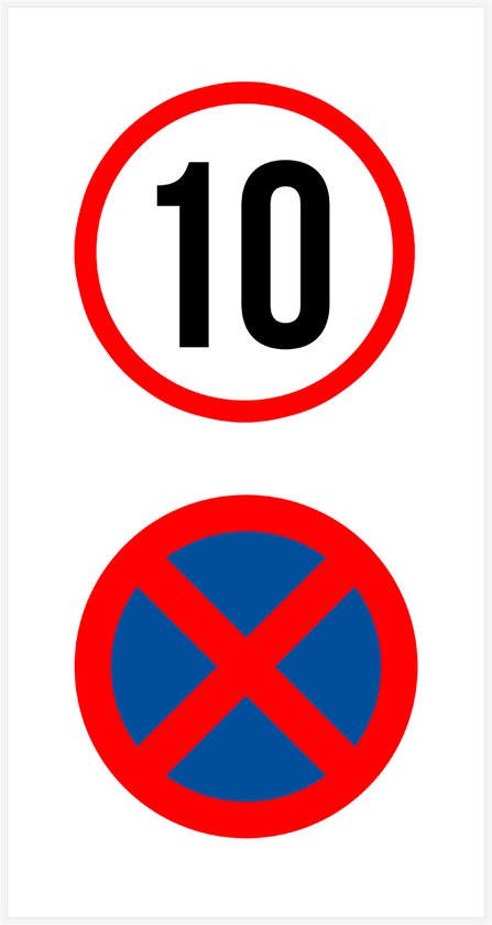 Pictogram/ bord | Stapvoets rijden max/10 km/u - parkeren en stilstaan ...