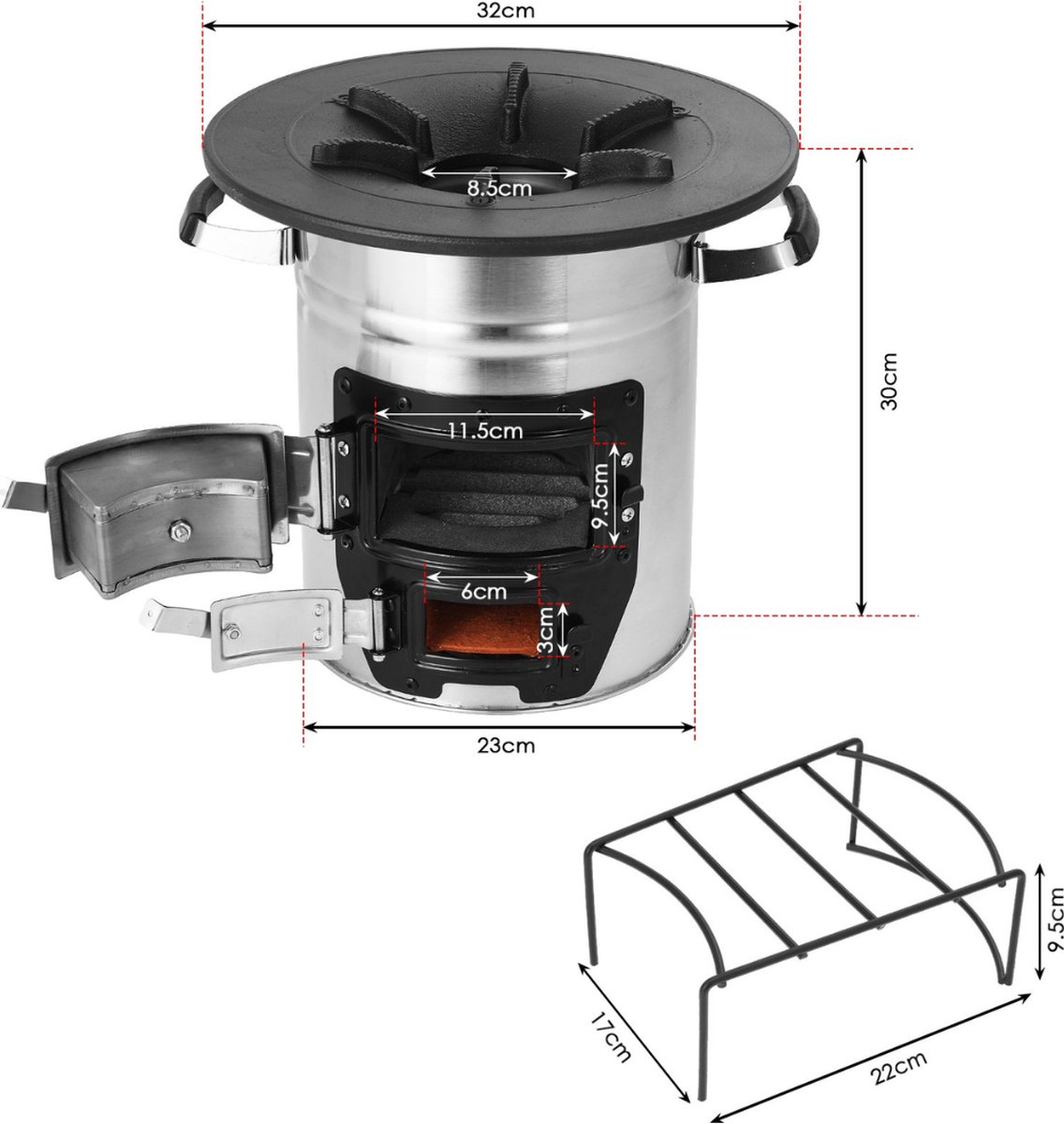 Rocket Stove - Camping Kachel 3 In 1 - Kooktoestel Op Houtvuur ...