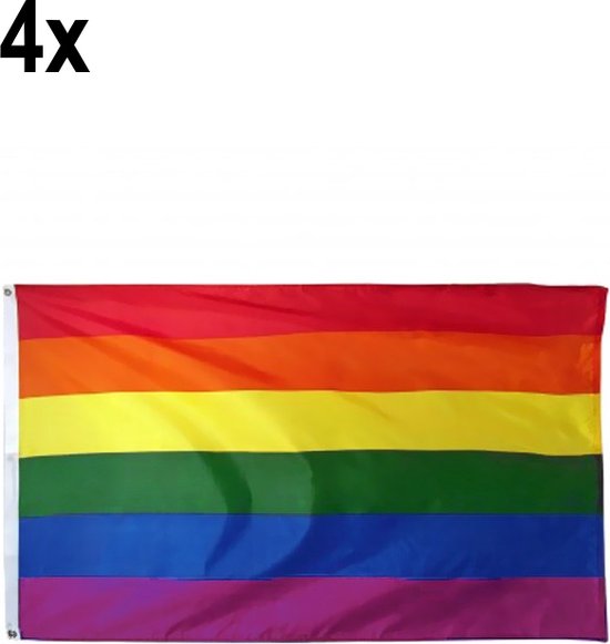 4x Vlag Regenboog 90cmx150cm - Landen festival thema feest fun verjaardag pride | bol