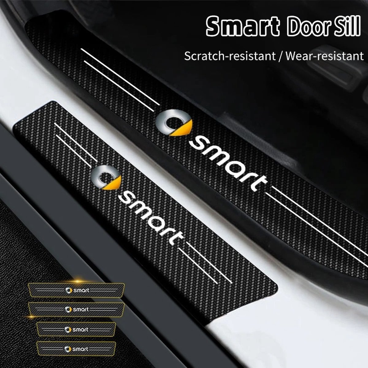 SMART ForFour dorpel bescherm sticker 4 deurs CARBON | bol.com