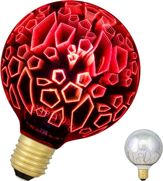 Bailey LED Magic 3D G95 E27 4.5W 40lm Scherven Rood Niet dimbaar Ø9.5cm ...