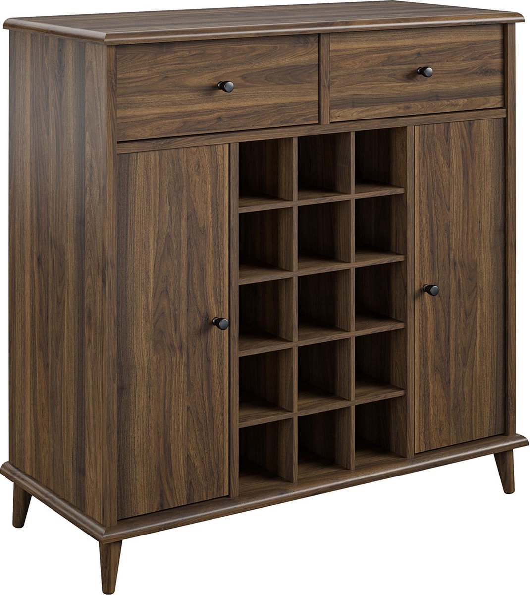 Barkast met 2 deuren en 2 lades in MDF notenhout | bol