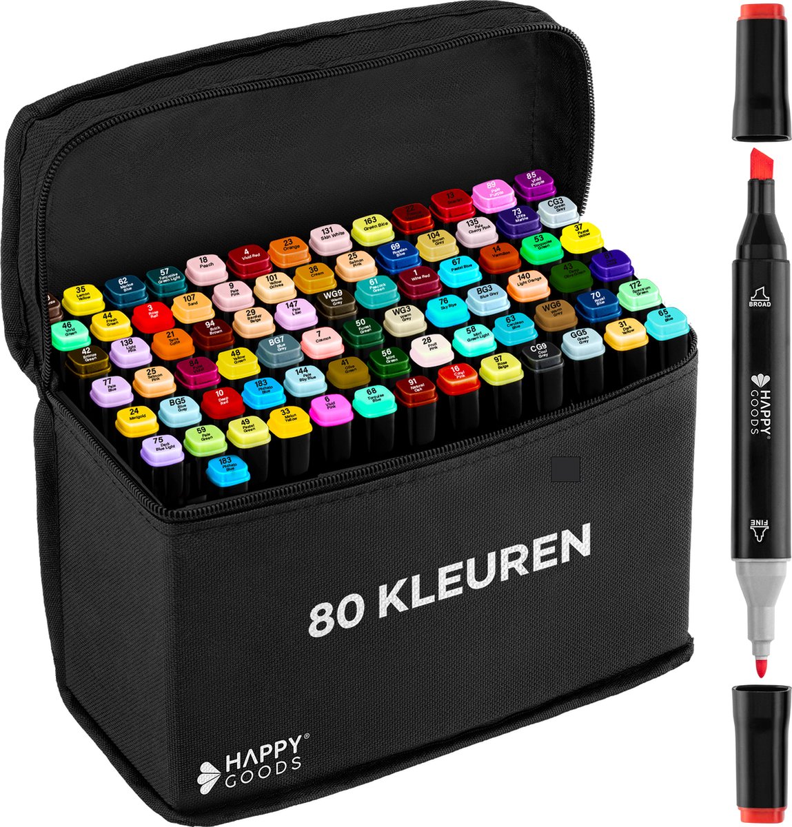 Happy Goods Alcohol Markers - 80 Markeerstiften - incl. Opbergtas ...